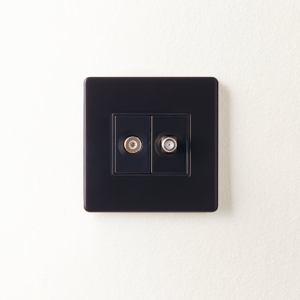 Florence 1G satellite socket & TV socket in black