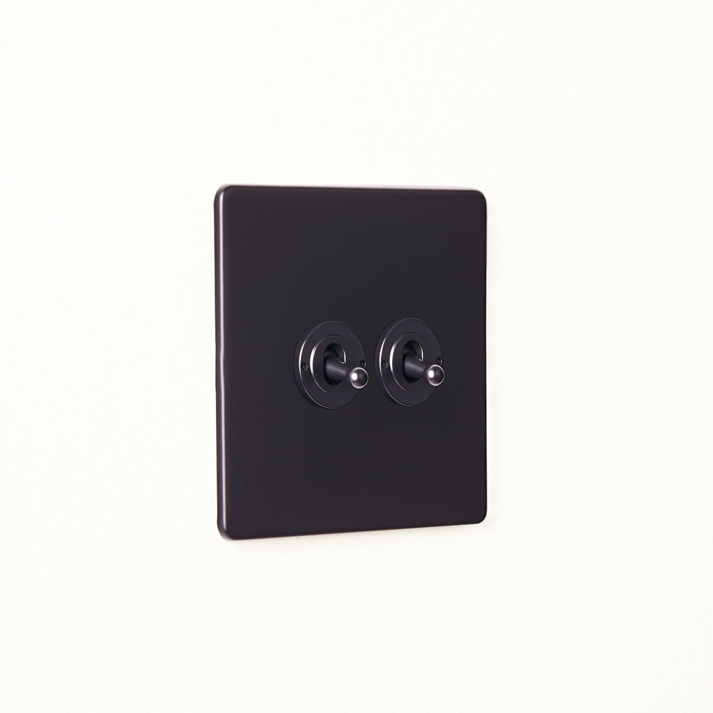 Two gang 2 way Florence toggle switch in black