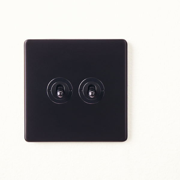 Two gang 2 way Florence toggle switch in black