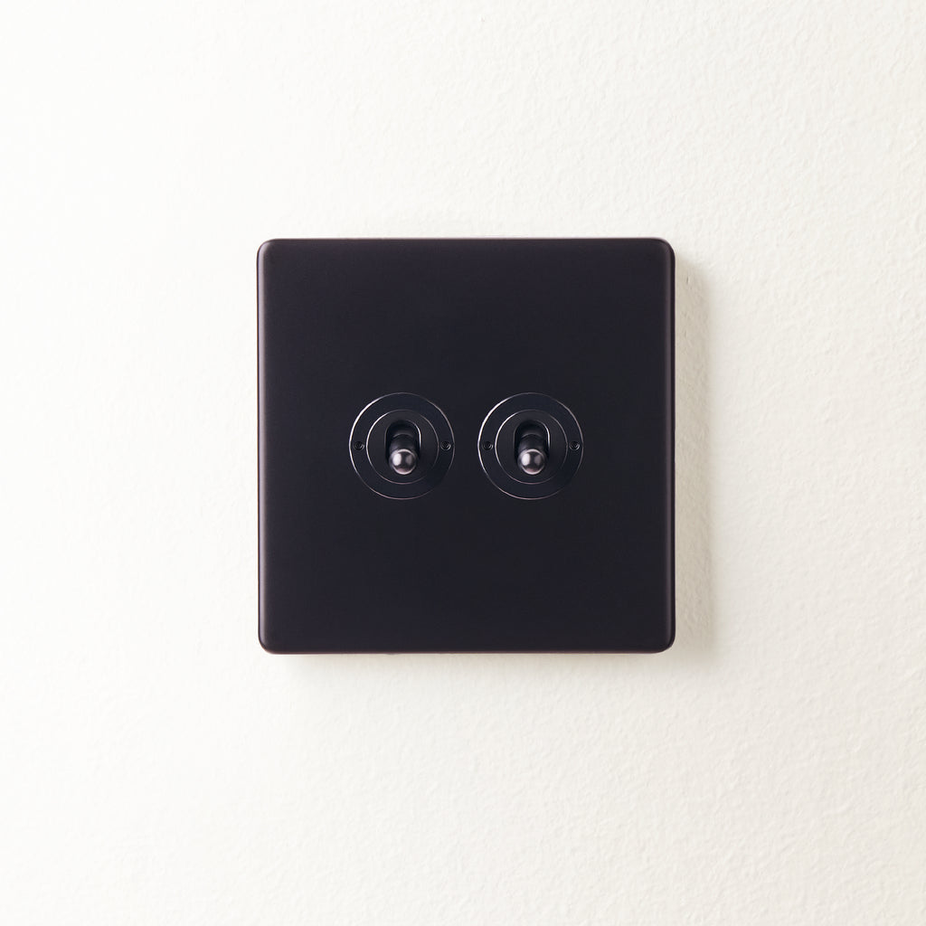 Two gang 2 way Florence toggle switch in black