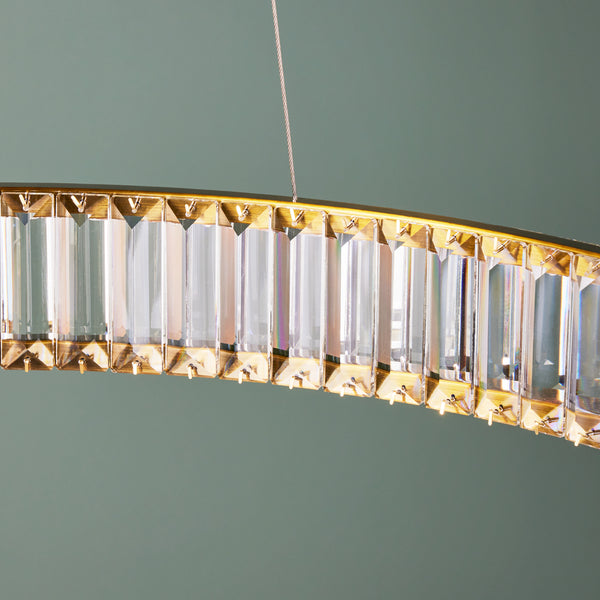 Wonderella single ring chandelier in clear glass and brass