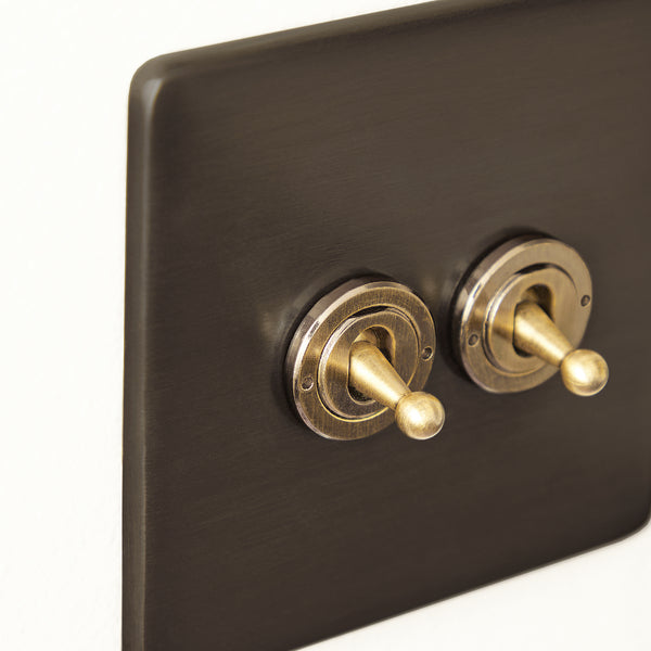 Two gang 2 way Florence toggle switch in bronze