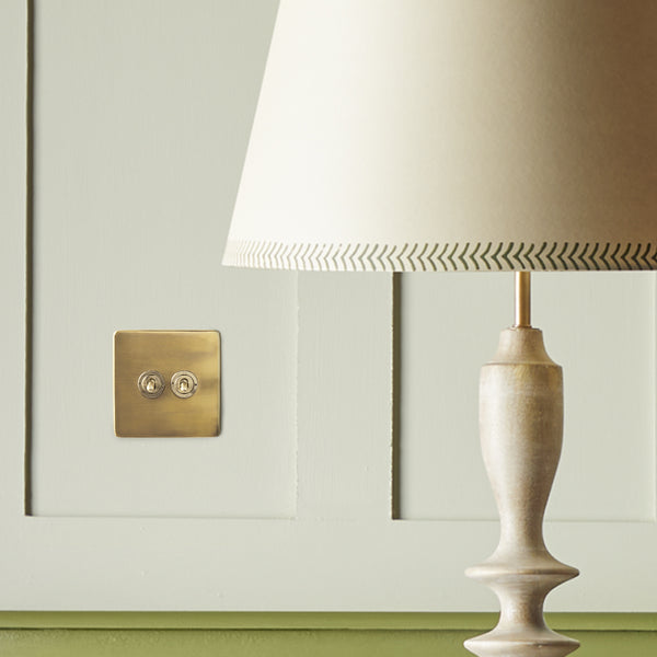 Two gang 2 way Florence toggle switch in brass