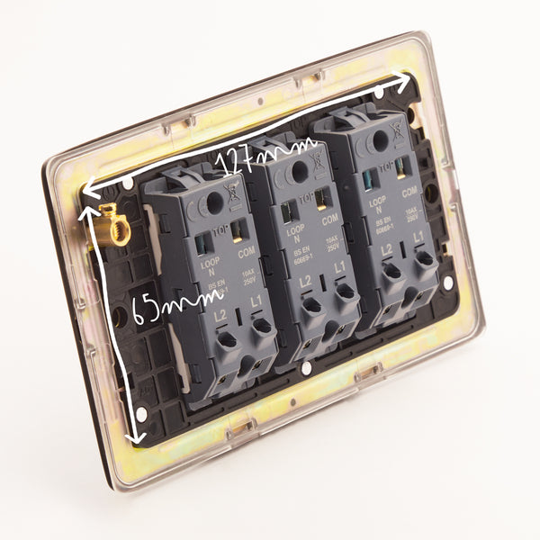 Three gang 2 way Florence toggle switch in brass