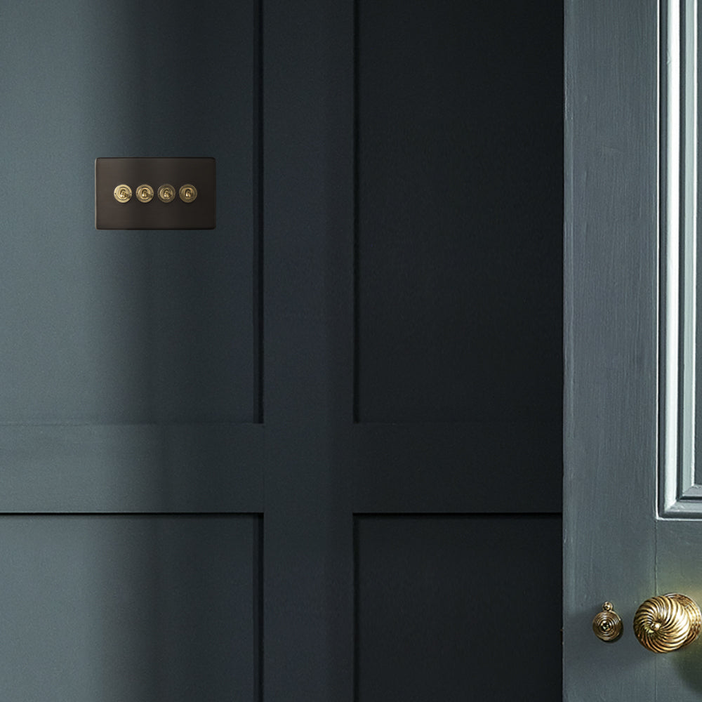 Four gang 2 way Florence toggle switch in bronze