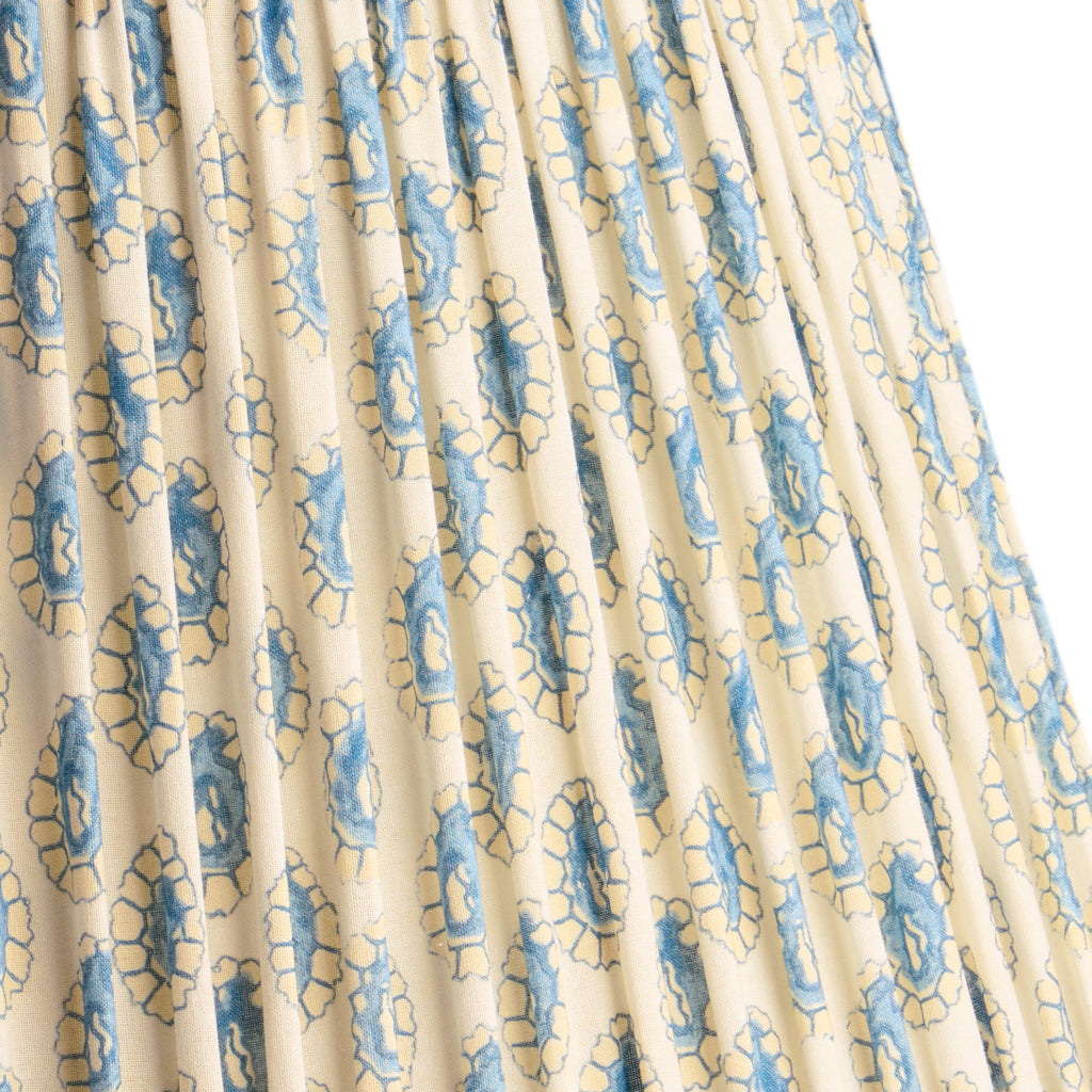 16cm empire shade in blue and white block printed Dotty gathered cotto
