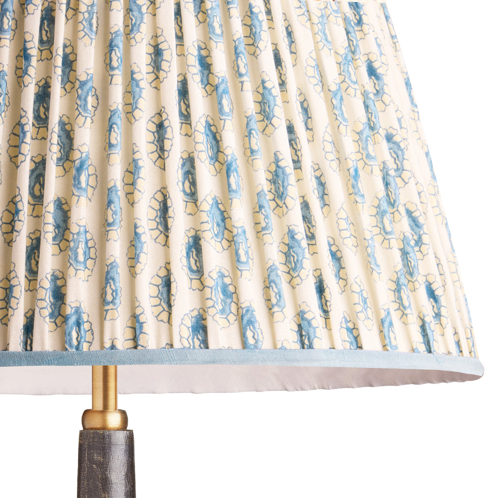 16cm empire shade in blue and white block printed Dotty gathered cotto