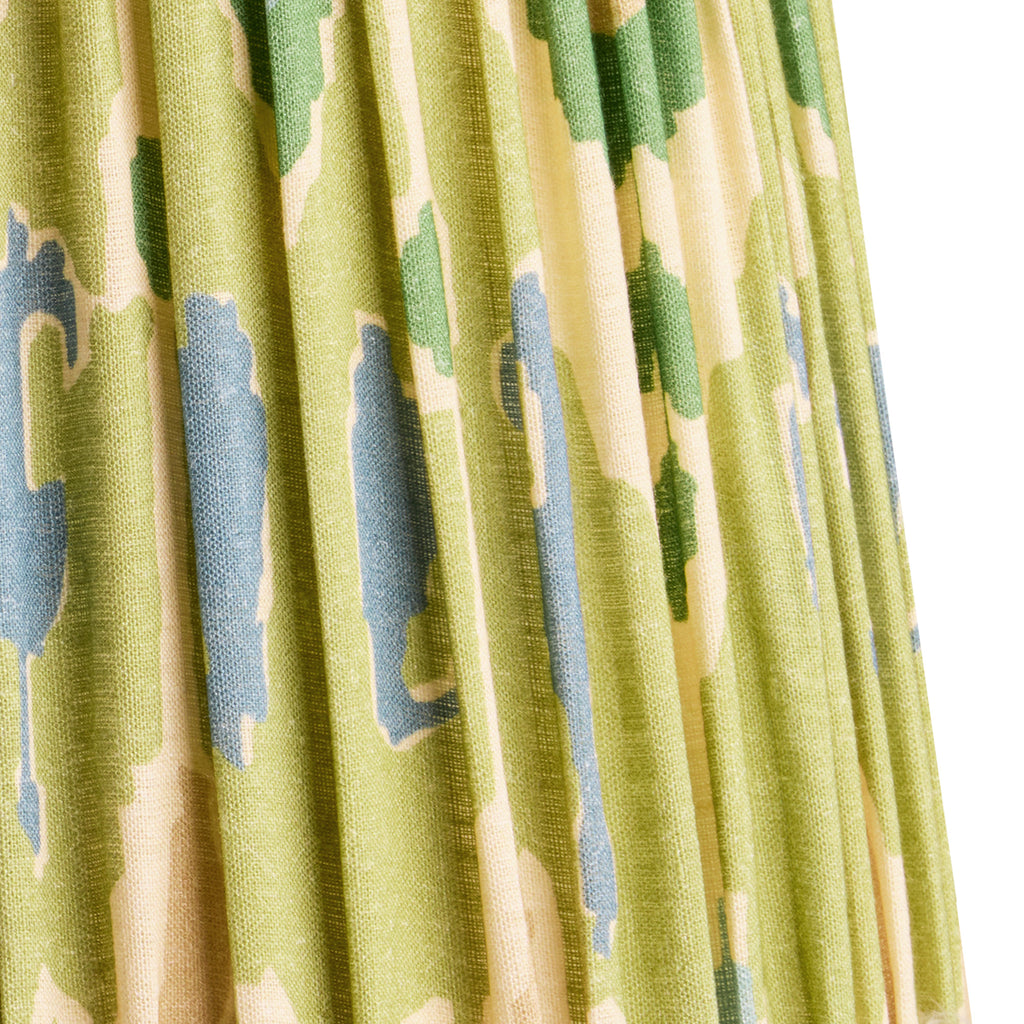16cm empire shade in green blue Bokhara gathered linen by GP & J Baker