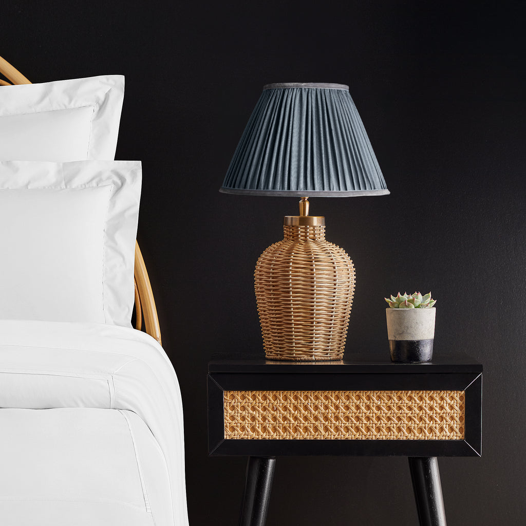 25cm empire shade in moonstone silk with velvet tape