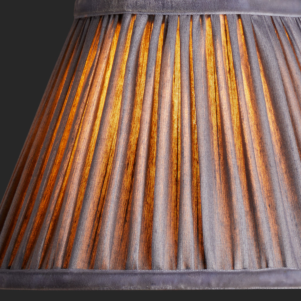 30cm empire shade in moonstone silk with velvet tape