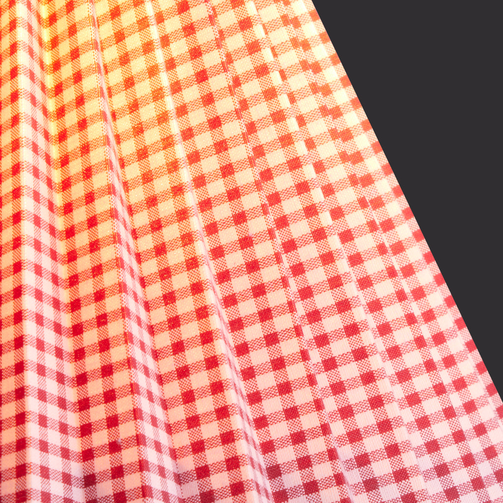 30cm empire folded shade in maroon and cream gingham