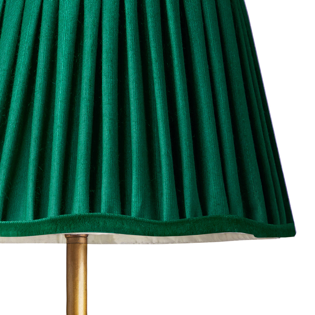 30cm scalloped shade in Emerald silk with velvet tape