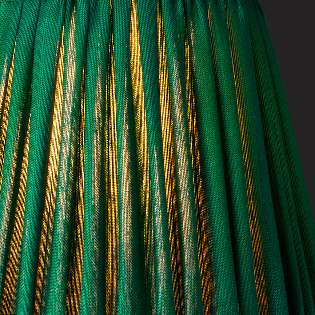 30cm scalloped shade in Emerald silk with velvet tape