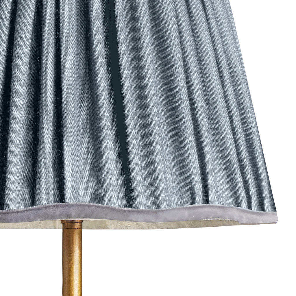 30cm scalloped shade in Moonstone silk with velvet tape