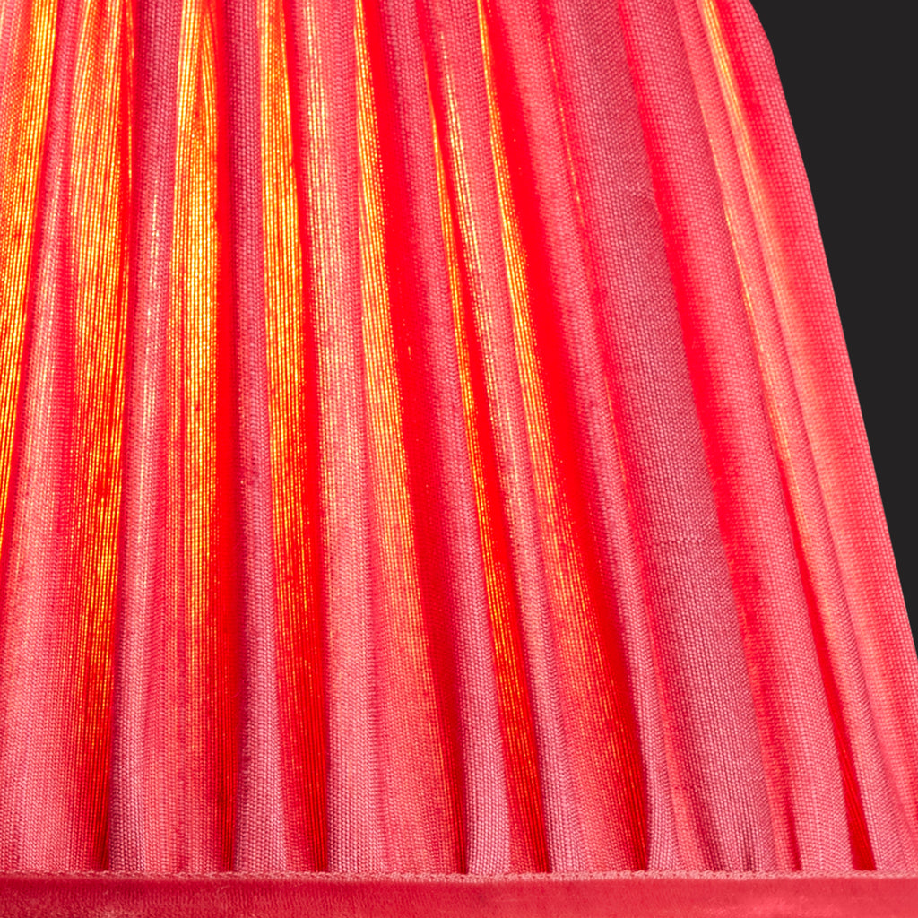 35cm scalloped shade in Ruby silk with velvet tape