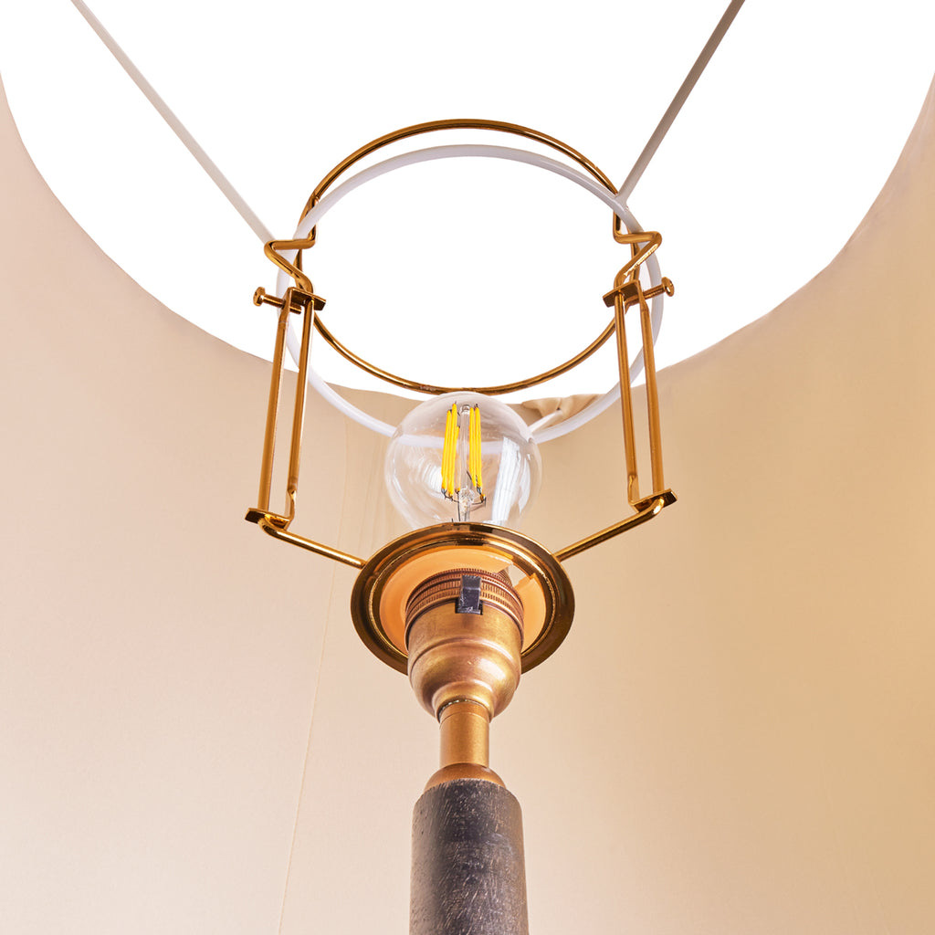 50cm straight empire egg & spoon silk ikat shade with carrier in grey