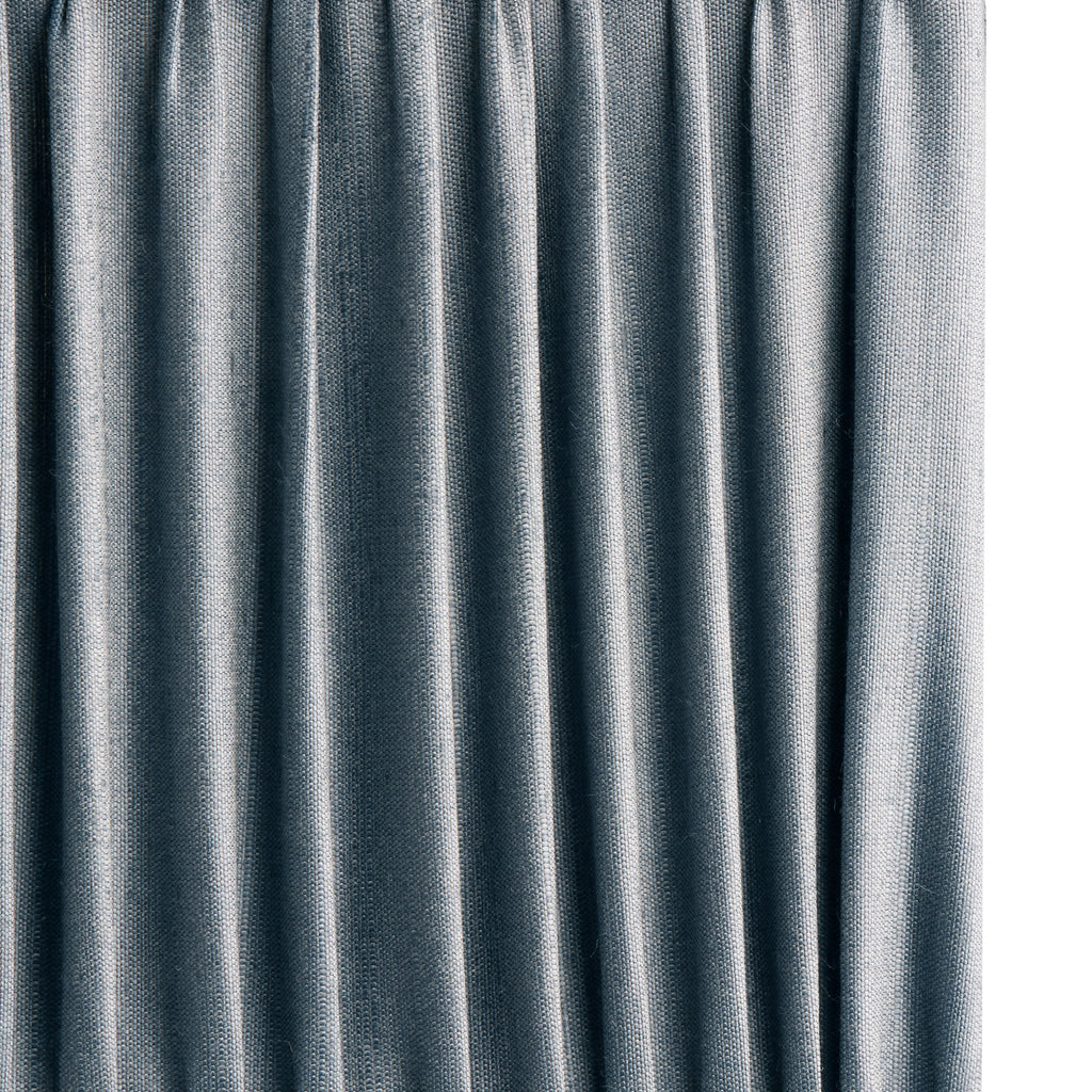 12.5cm tall square gathered shade in Moonstone silk with velvet tape