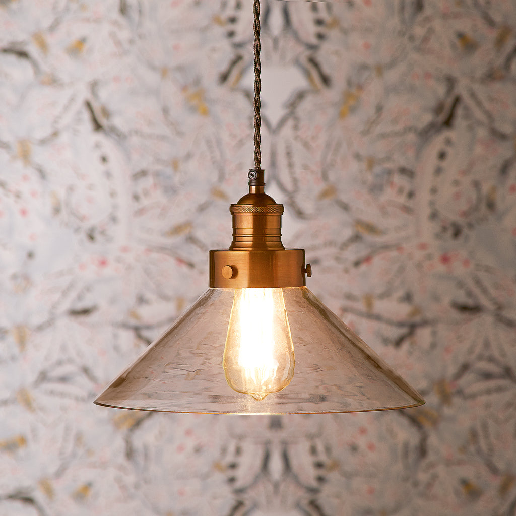 Larger Dexter pendant light with glass shade