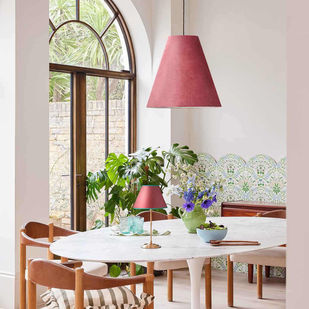 Lutine pendant shade in Beetroot hand made parchment