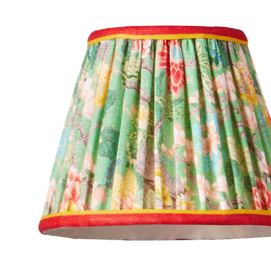 18cm pendant shade in emerald Little Magnolia linen by GP & J Baker