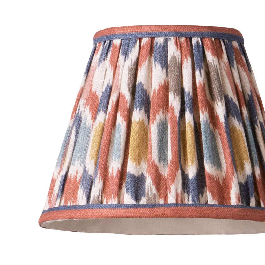 18cm pendant shade in blue and red Small Ikat Spot linen by GP & J Bak