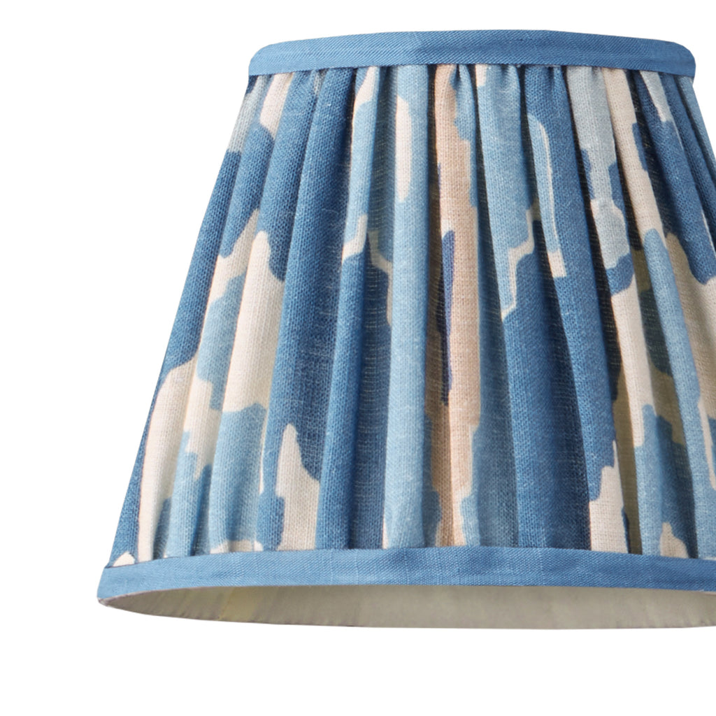 18cm pendant shade in denim Bokhara gathered linen by GP & J Baker
