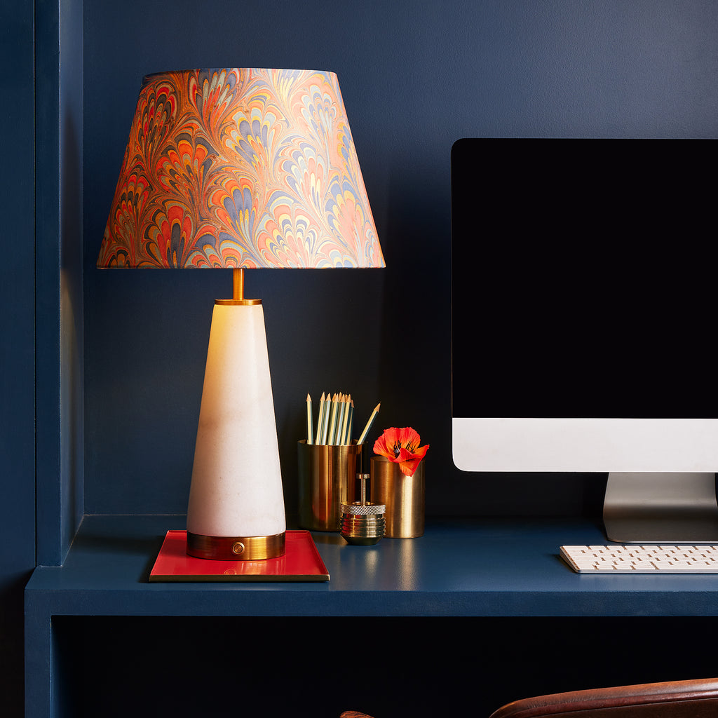 Sphynx Rechargeable Table Lamp in White Marble | Wireless Sophistication