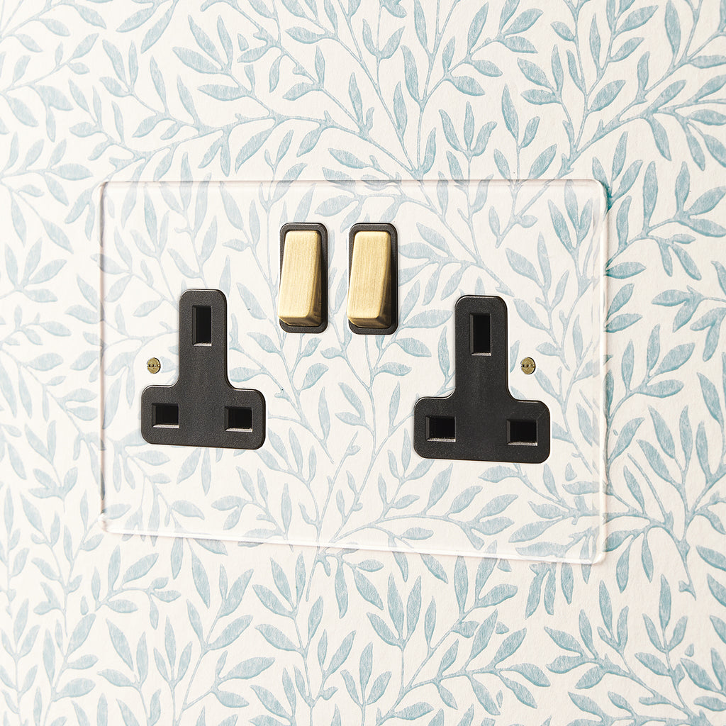 Lucian perspex double socket in clear perspex with black inserts and a