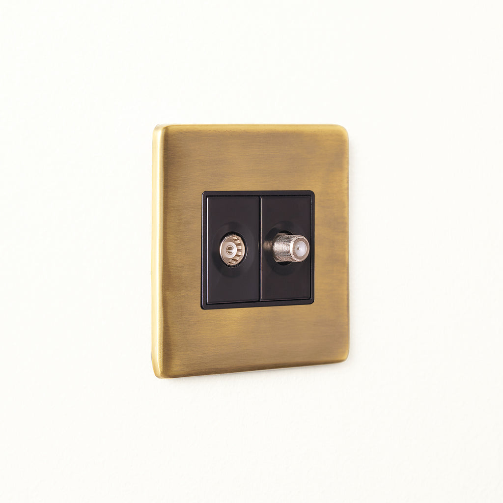 Florence 1G satellite socket & TV socket in brass
