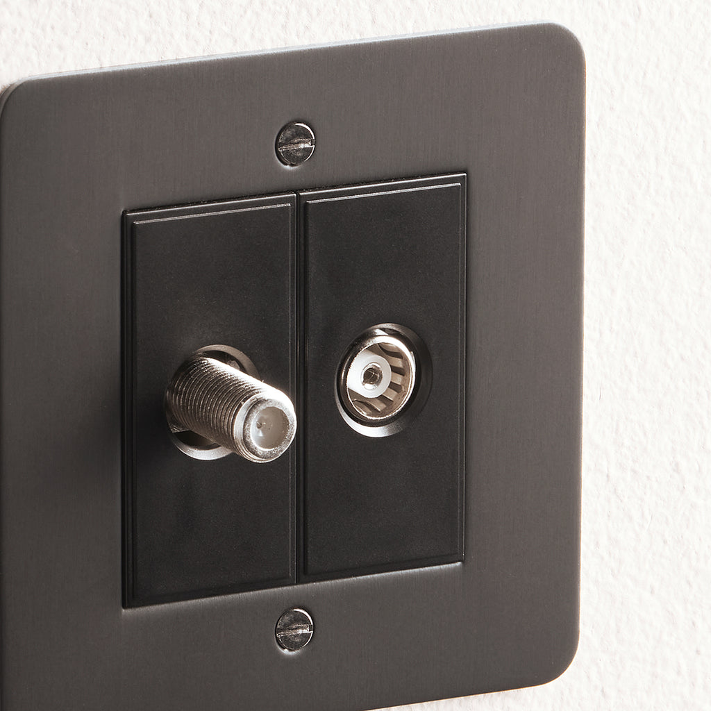 Lucian 1G satellite socket & TV socket in bronze