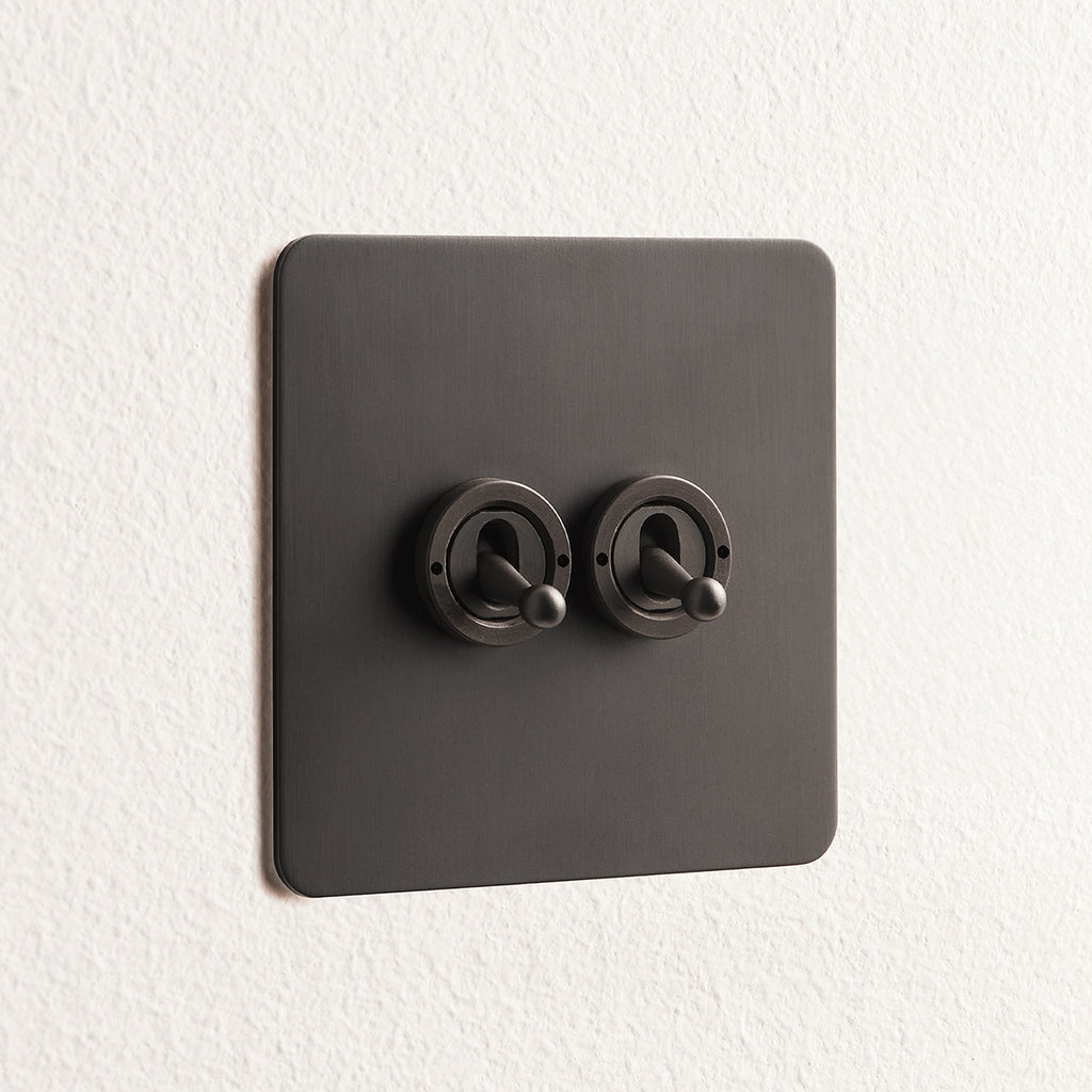 Lucian two gang 2 way toggle switch in bronze