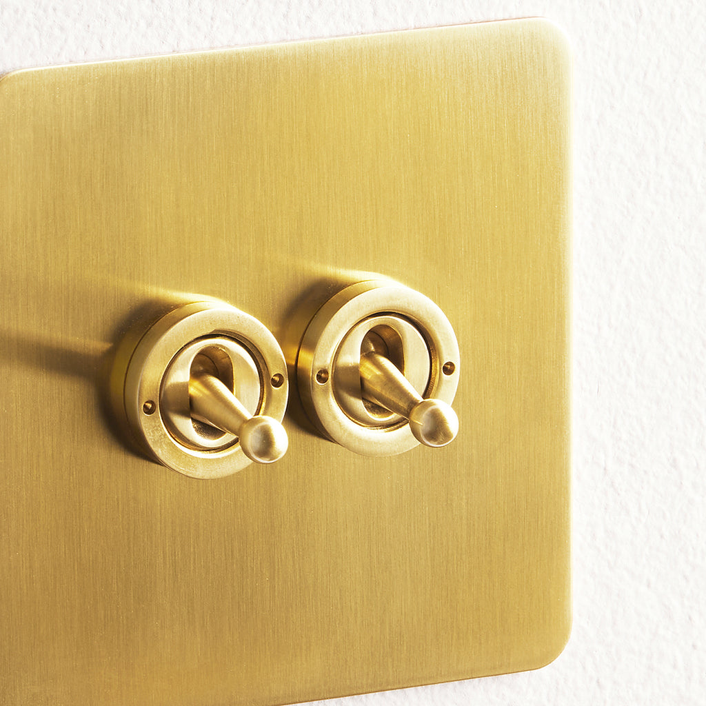 Lucian two gang 2 way toggle switch in top brass