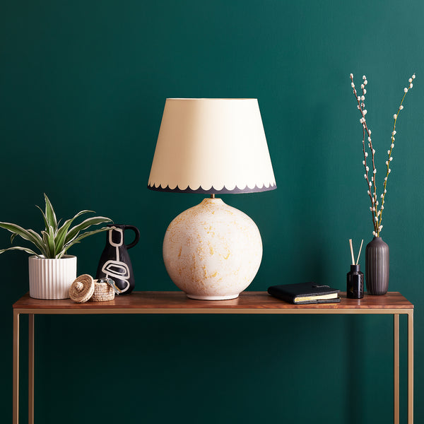 Larger Olly table lamp in white textured glaze