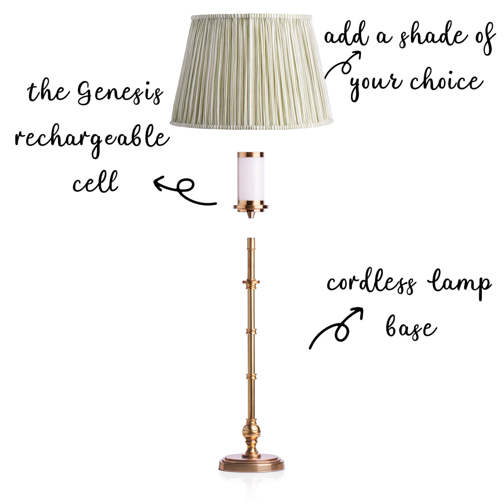 Chukka rechargeable table lamp in antique brass