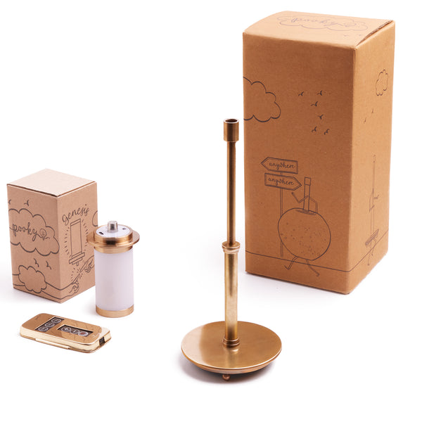 Smaller Pod rechargeable table lamp in antique brass