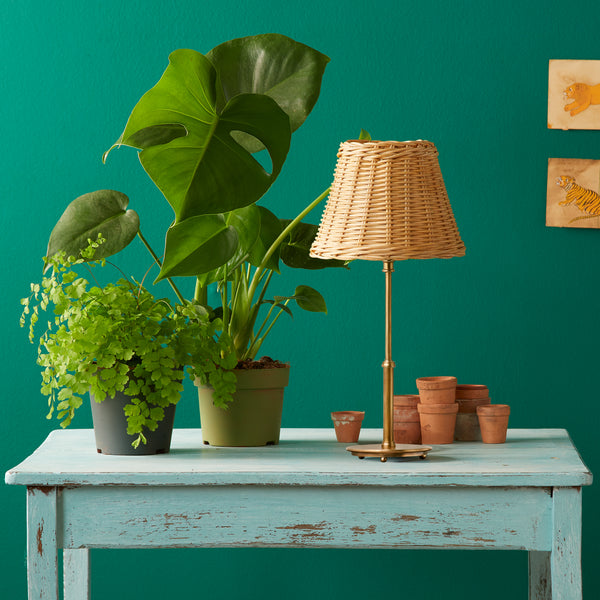 Smaller Pod rechargeable table lamp in antique brass