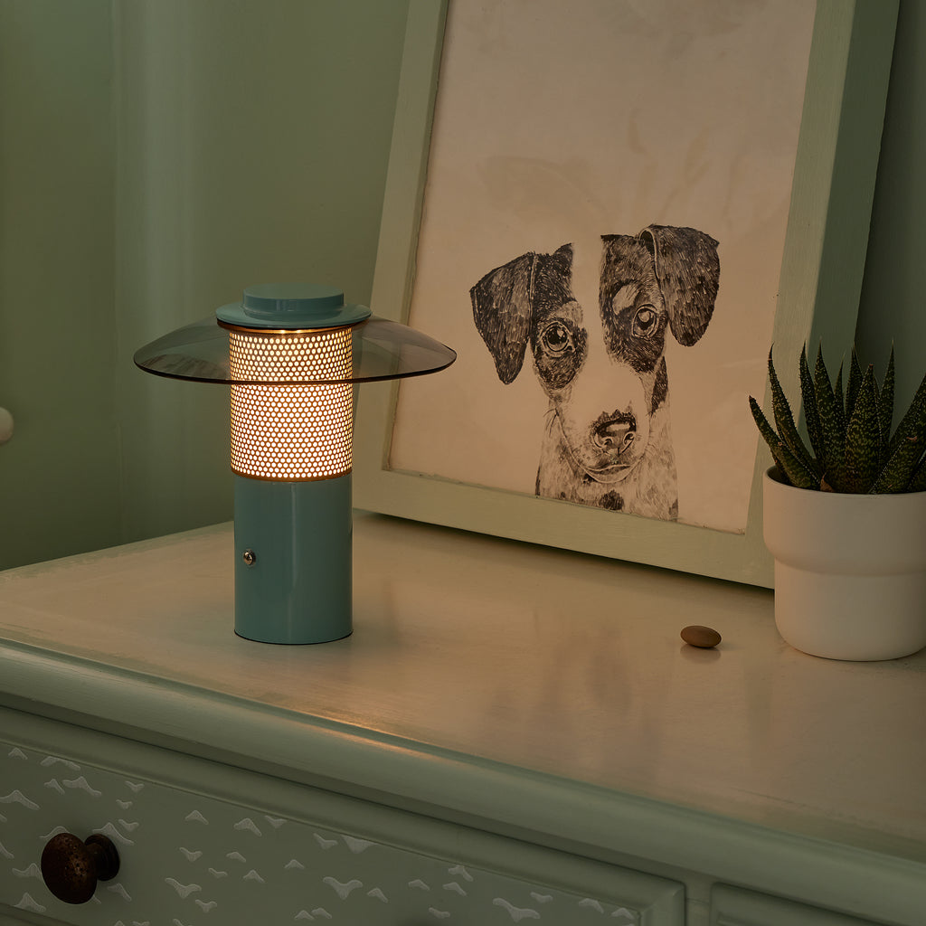 Trek rechargeable table lamp in blue