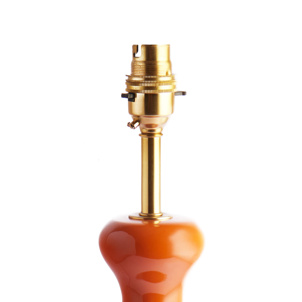 Larger Wobster table lamp in burnt orange lacquered wood