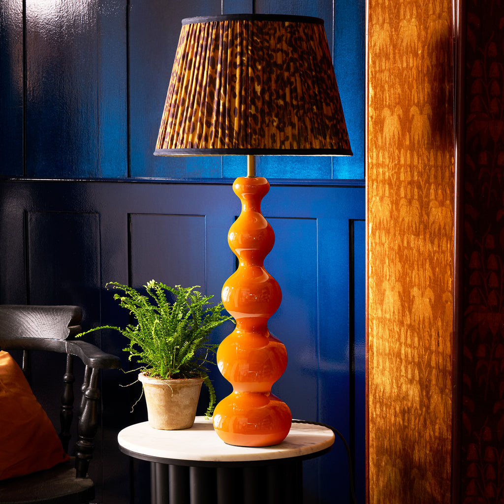 Larger Wobster table lamp in burnt orange lacquered wood