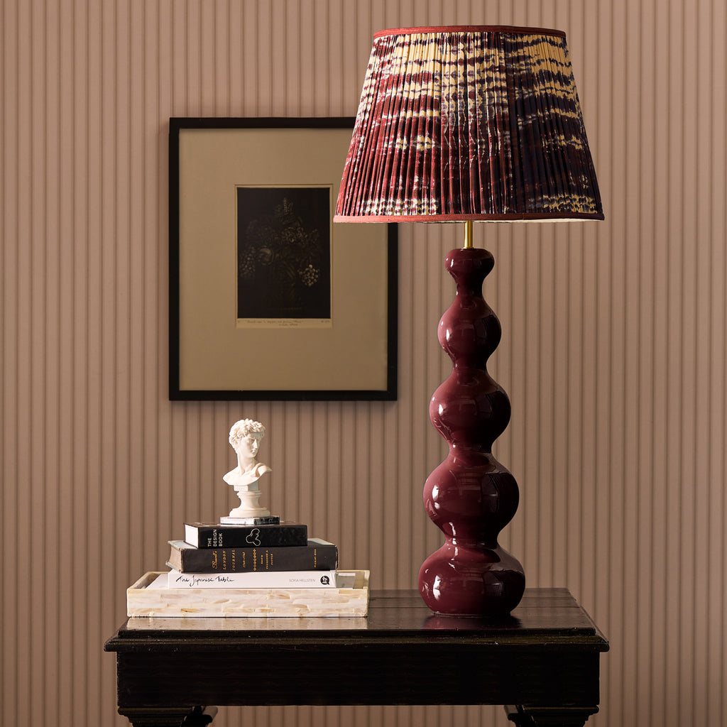 Larger Wobster table lamp in burgundy lacquered wood