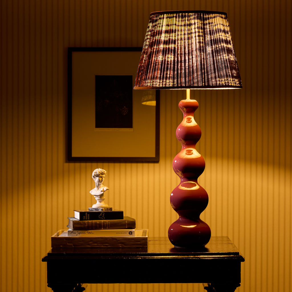 Larger Wobster table lamp in burgundy lacquered wood