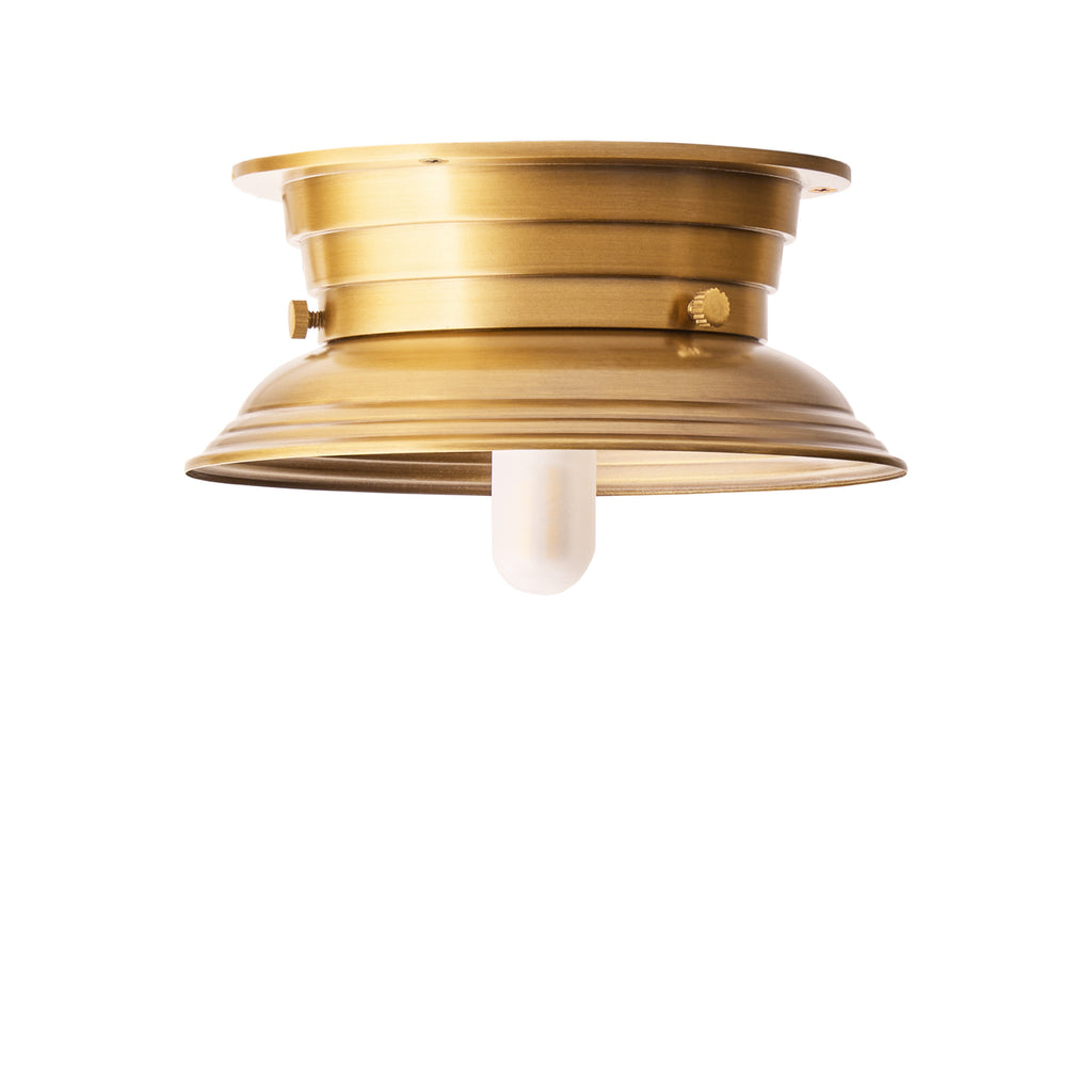 larger Barrow IP44 flush ceiling light in antiqued brass