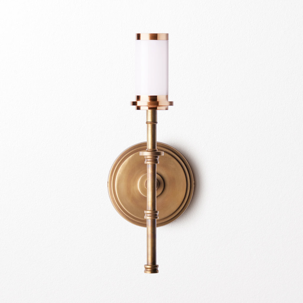 single chukka rechargeable wall fitting in antique brass