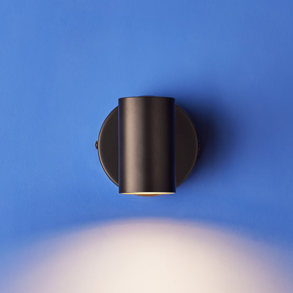 single Lewis wall light with switch in black