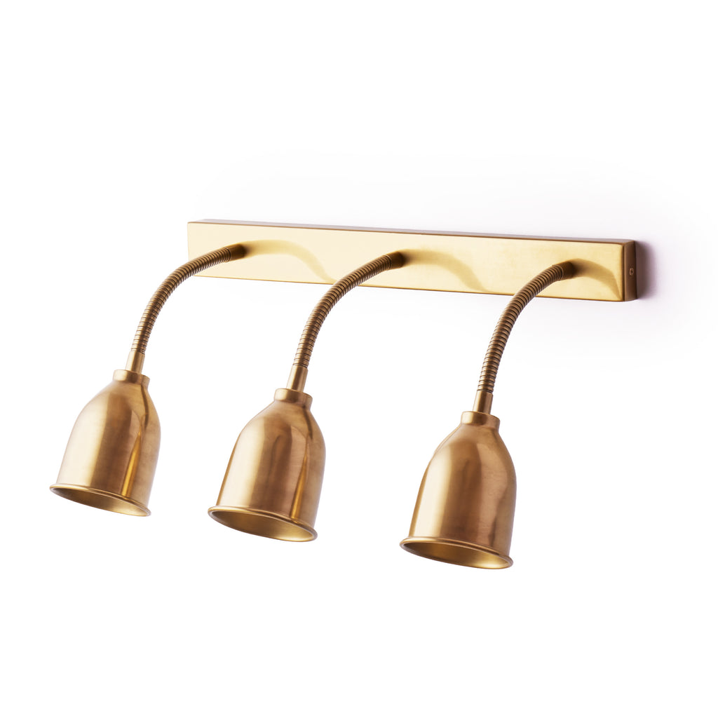 Triple Bendy Pick wall light in brass