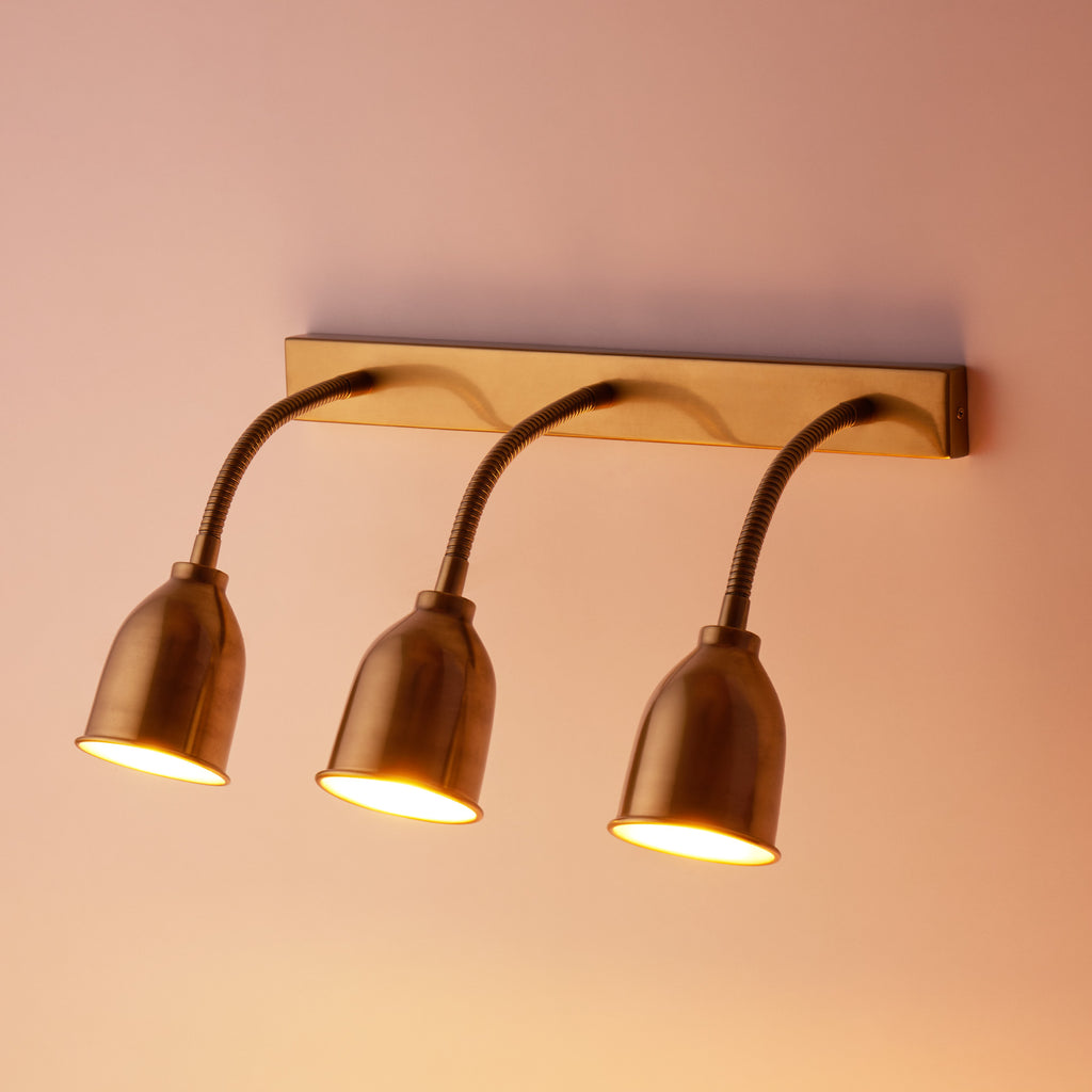Triple Bendy Pick wall light in brass