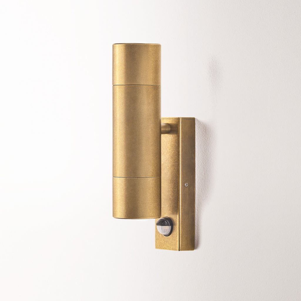 Motion sensor portreath up and down IP65 pillar light in antique brass
