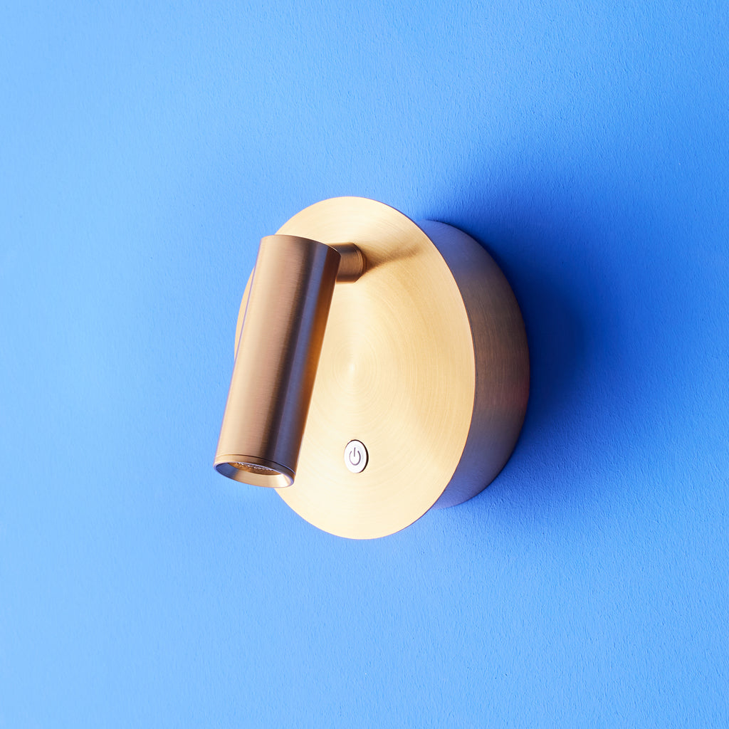 Focus rechargeable wall light in antique brass