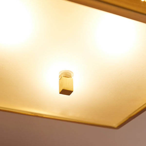 Square Roddy IP44 flush ceiling light in antique brass