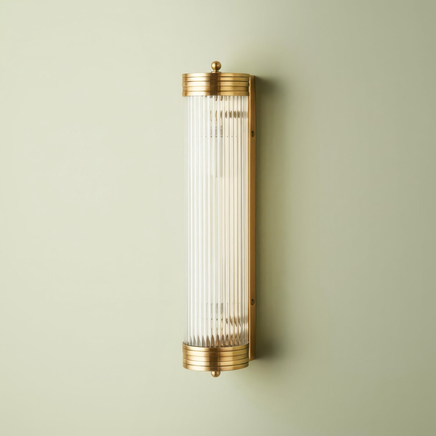 Timeless Long Roddy IP44 Wall Light in Brass with Glass Rods